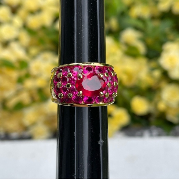 Jewelry | Vintage Gold Vermeil 925 Ruby Cluster Ring Size 6 | Poshmark